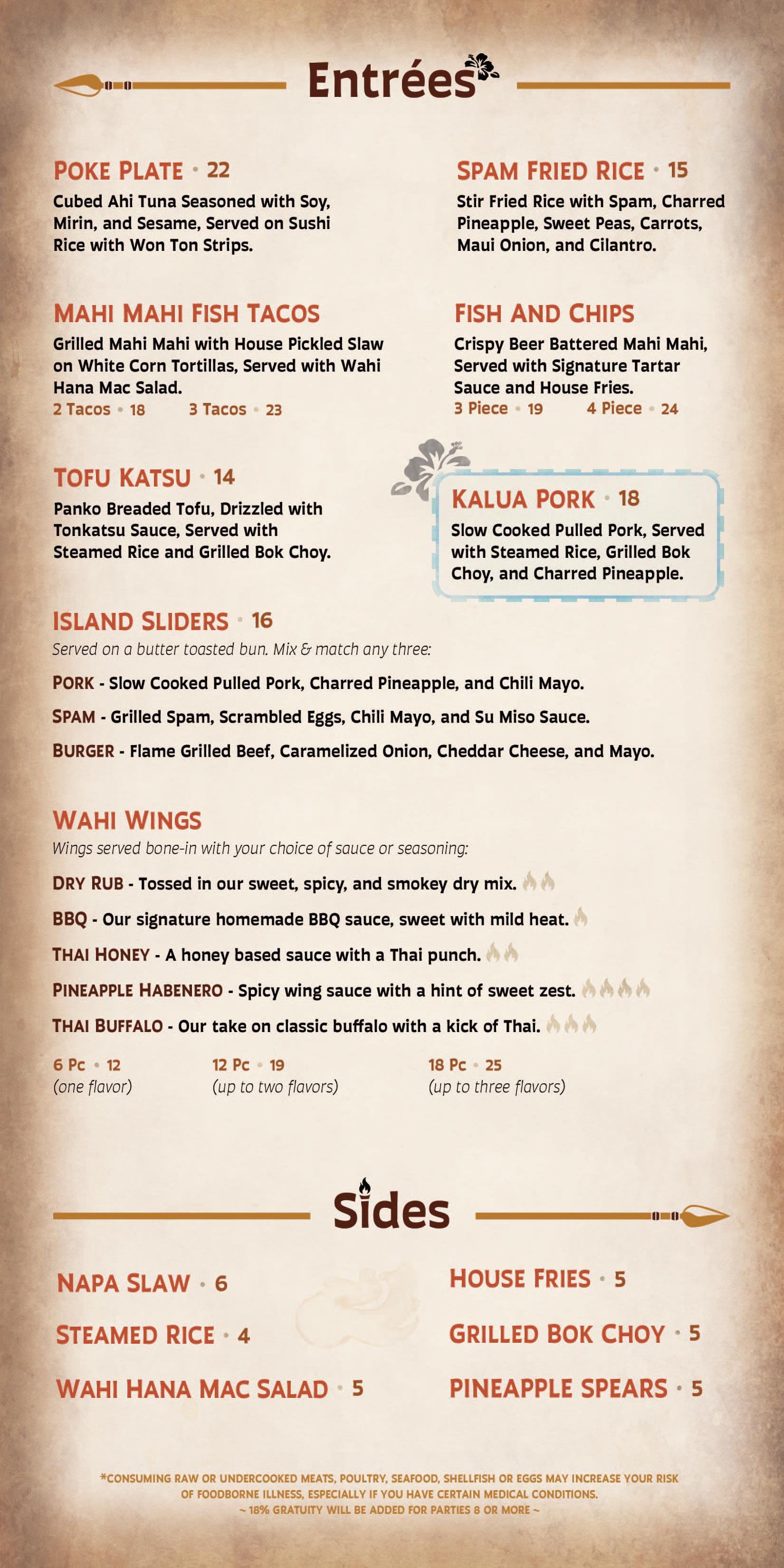 Menu – Wahi Hana