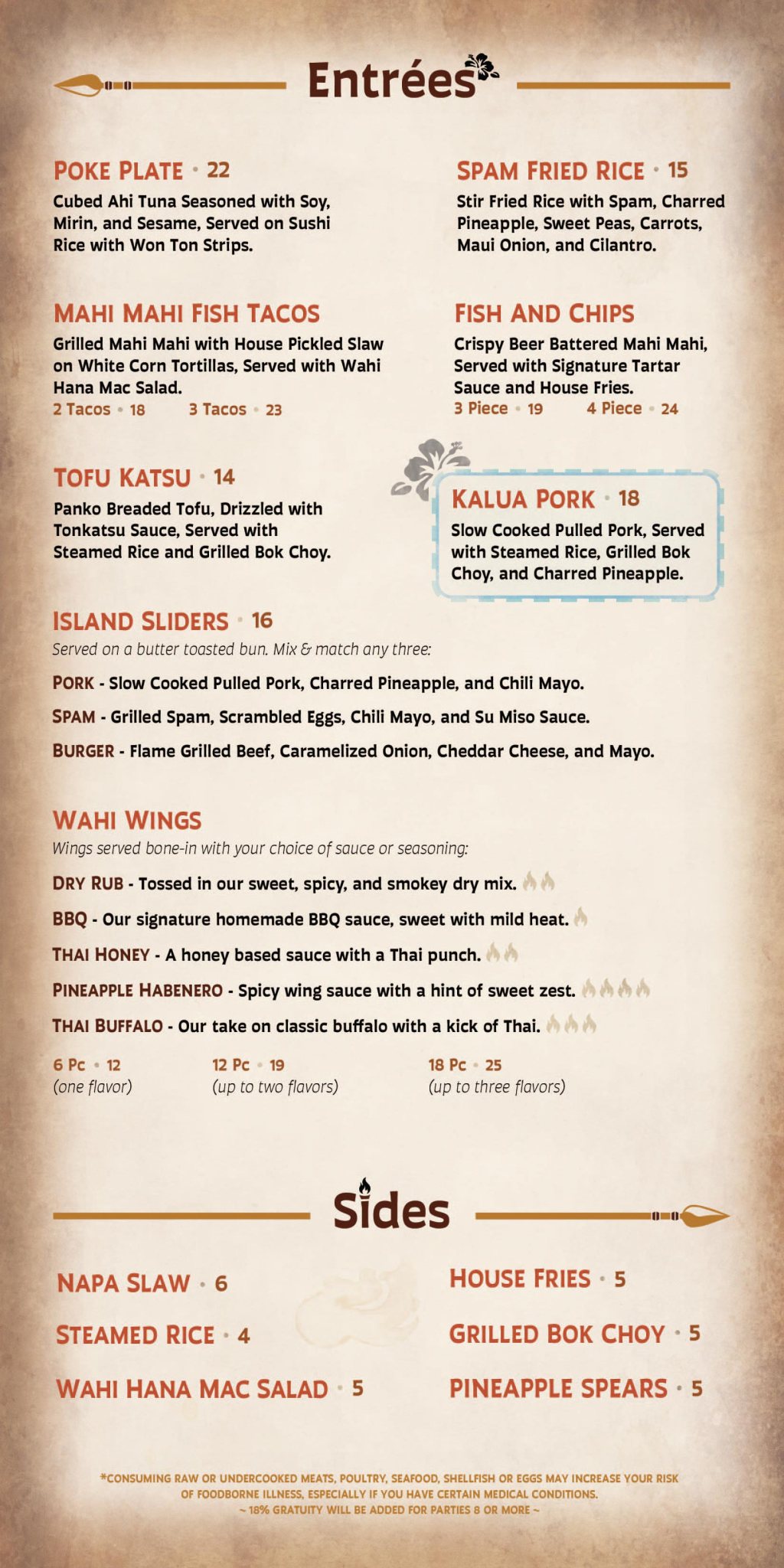 Menu – Wahi Hana